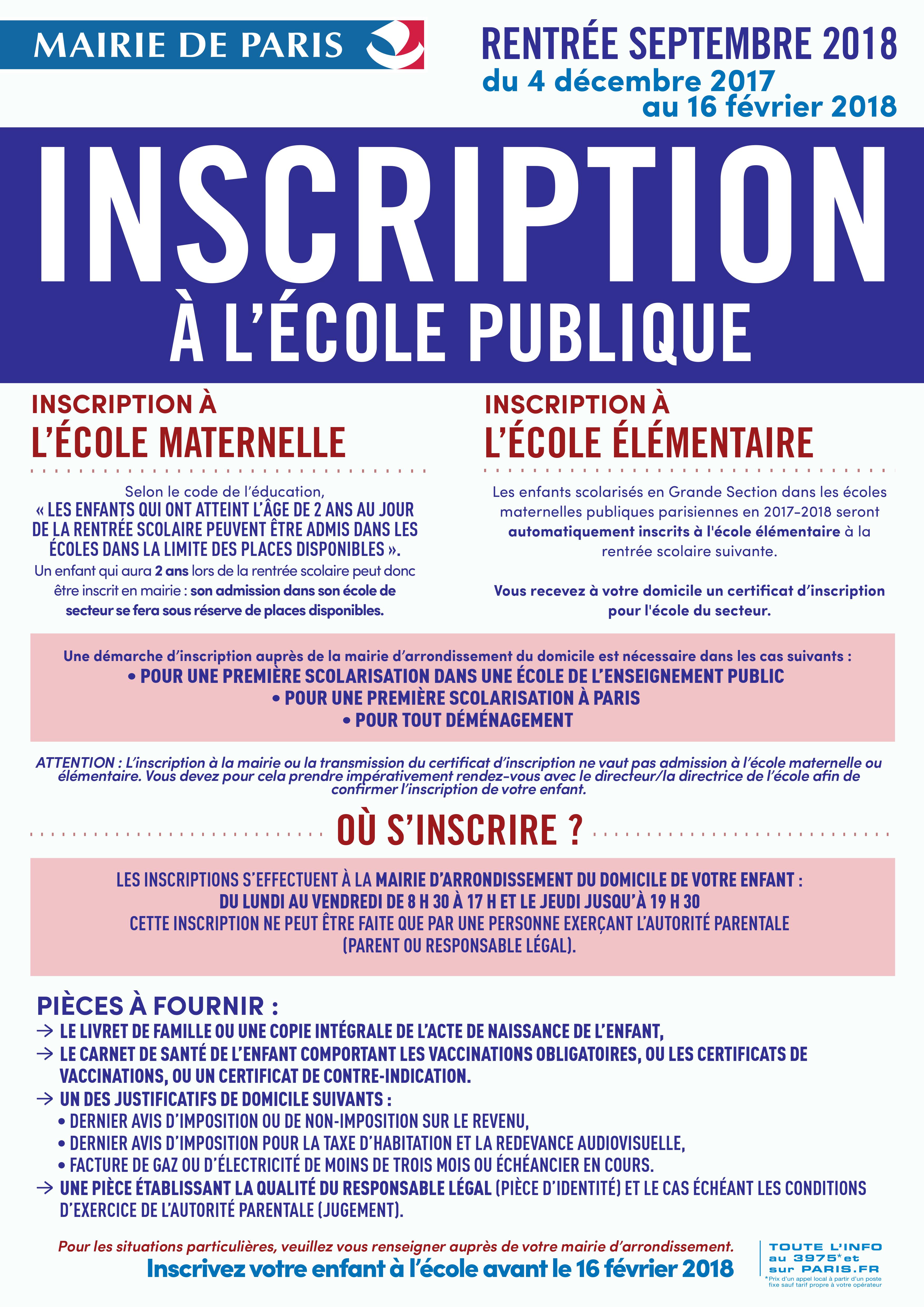 Les modalités d'inscriptions scolaires - Mairie du 14e