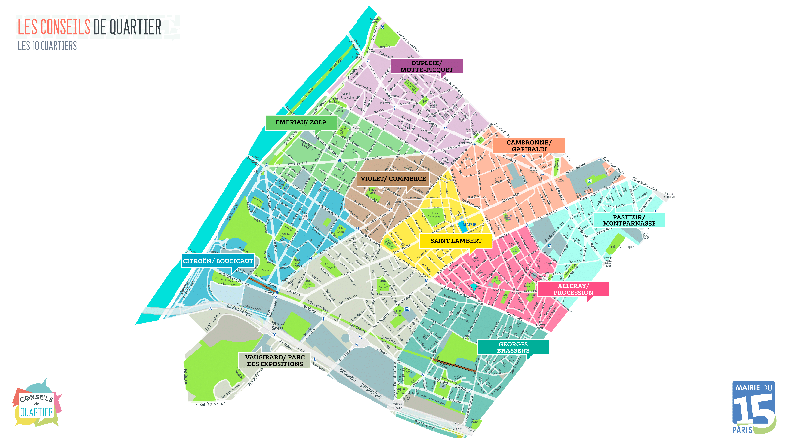 Carte et plans des 10 quartiers du 15e arrondissement - Mairie du 15e